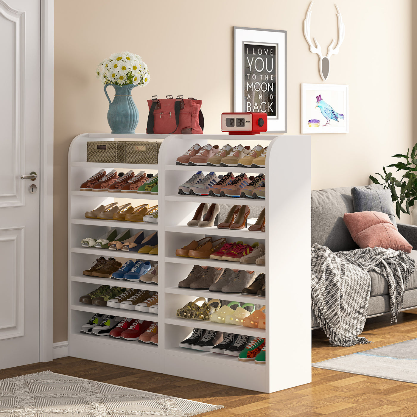 Tribesigns 8-Tier Shoe Rack, Wooden Shoe Shelf Shoe Storage Cabinet