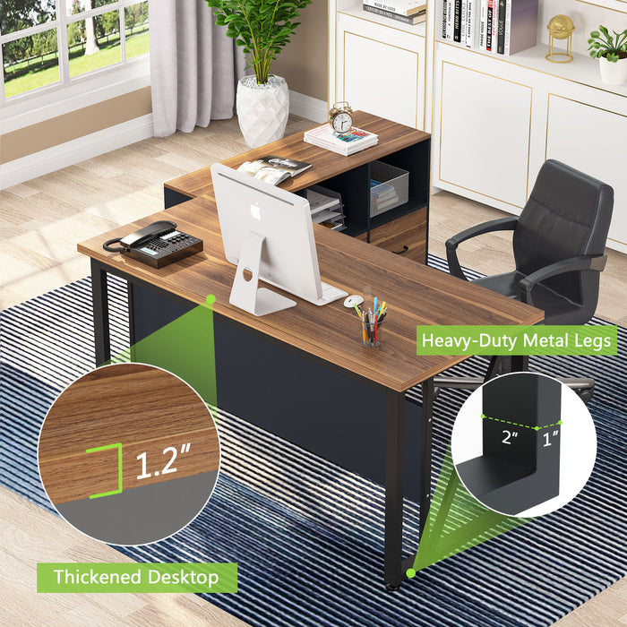 Tribesigns 55" / 63" L-Shaped Executive Desk and Mobile File Cabinet ...
