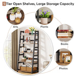 Tribesigns Bookshelf, 5-Tier Ladder Bookcase Etagere Storage Shelf