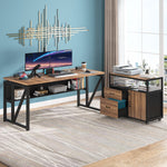 Tribesigns L-Shaped Desk Set, 55" Executive Desk and 32" File Cabinet