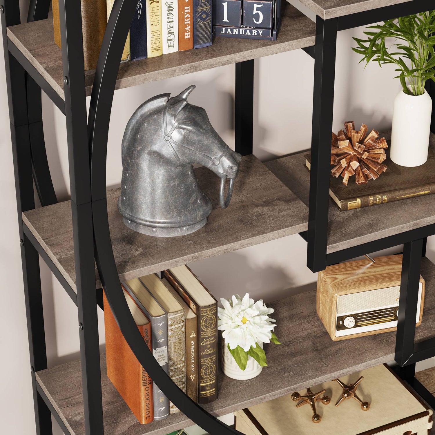 Tribesigns Bookshelf, Industrial Bookcase with 8 Open Storage Shelf ...