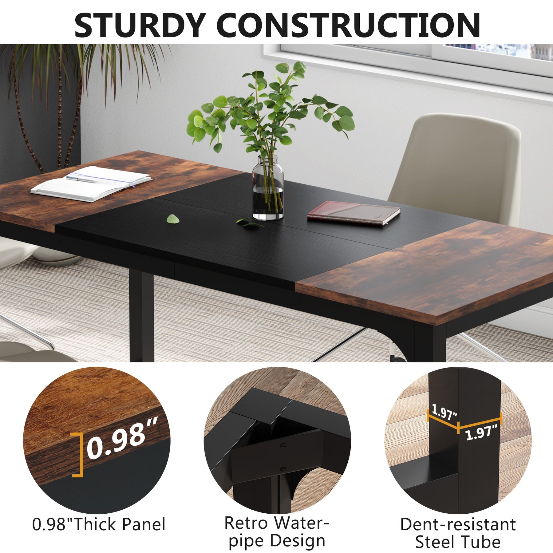 Tribesigns Conference Table, Rectangular Meeting Seminar Table