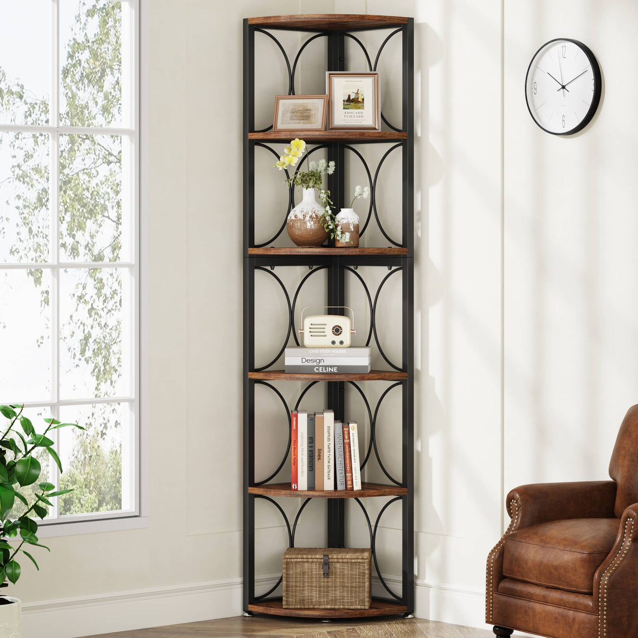 Tribesigns 67" Corner Shelf, 6-Tier Corner Bookshelf Storage Rack ...