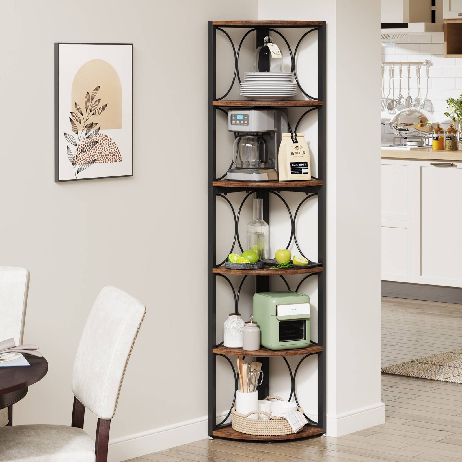 Tribesigns 67" Corner Shelf, 6-Tier Corner Bookshelf Storage Rack ...