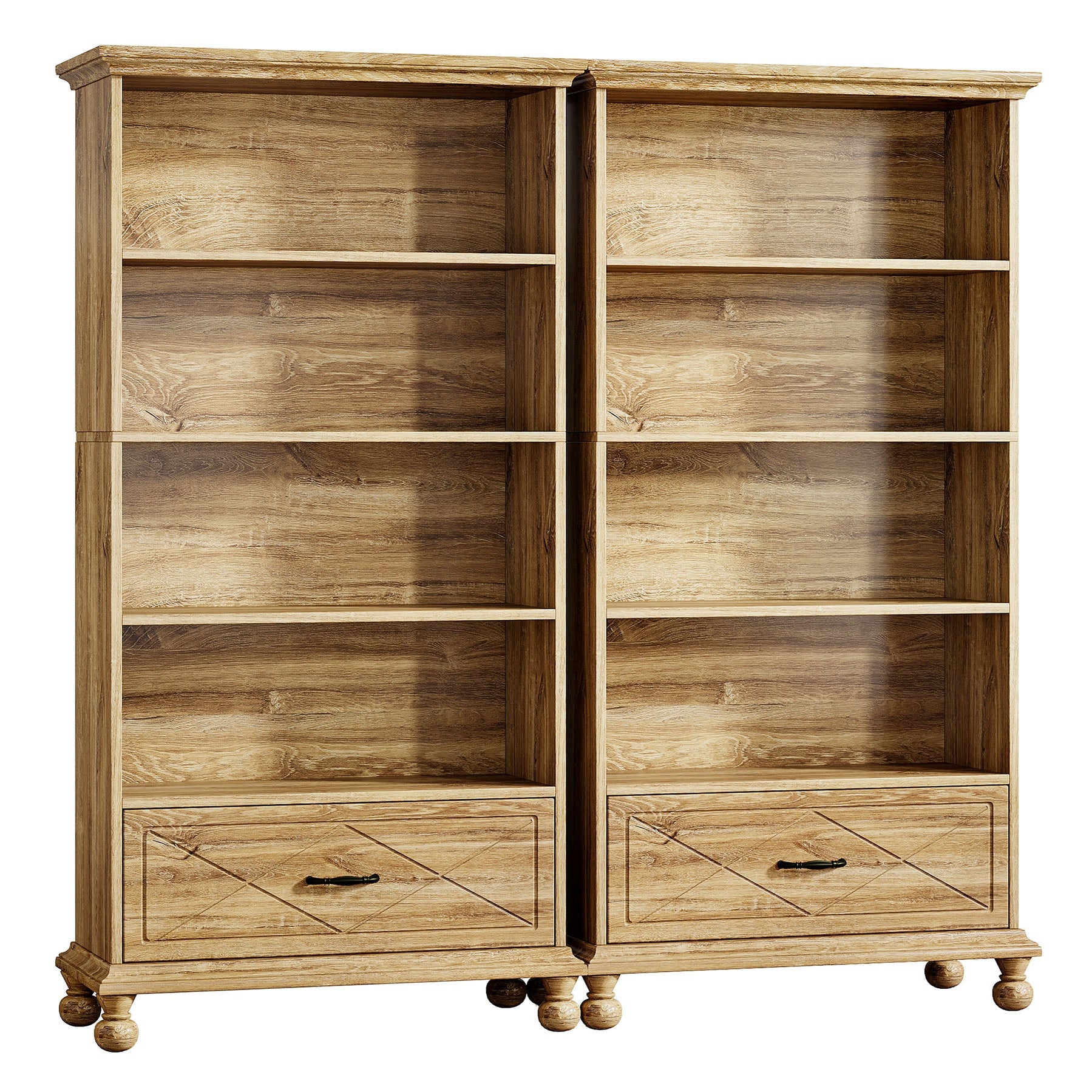 Tribesigns 6-Shelf Bookcase with Drawer and Solid Wood Legs