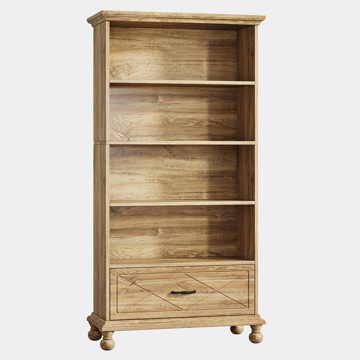 Tribesigns 6-Shelf Bookcase with Drawer and Solid Wood Legs