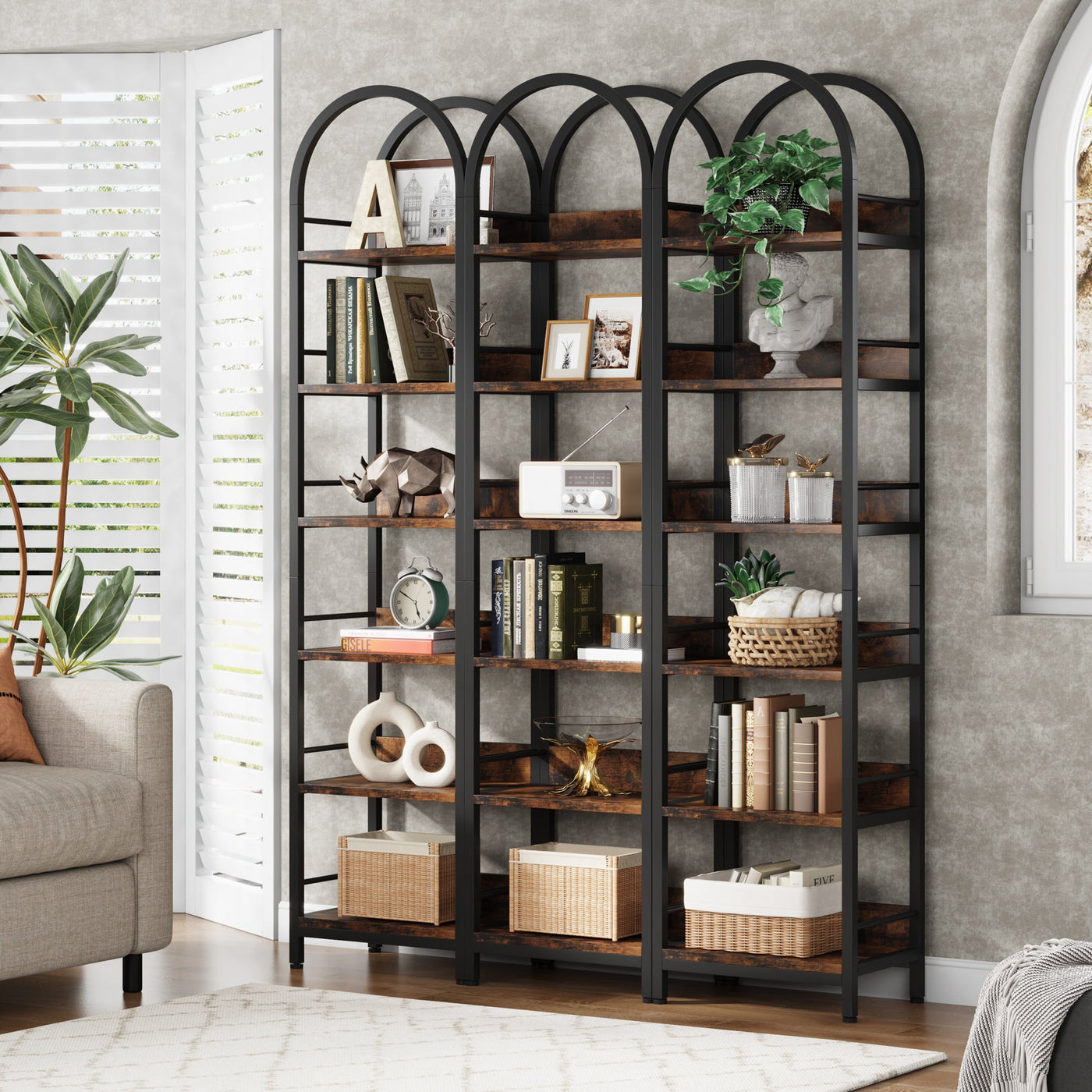 Tribesigns Bookshelf, 6-Tier Open Bookcase 78.7" Arched Display Shelf