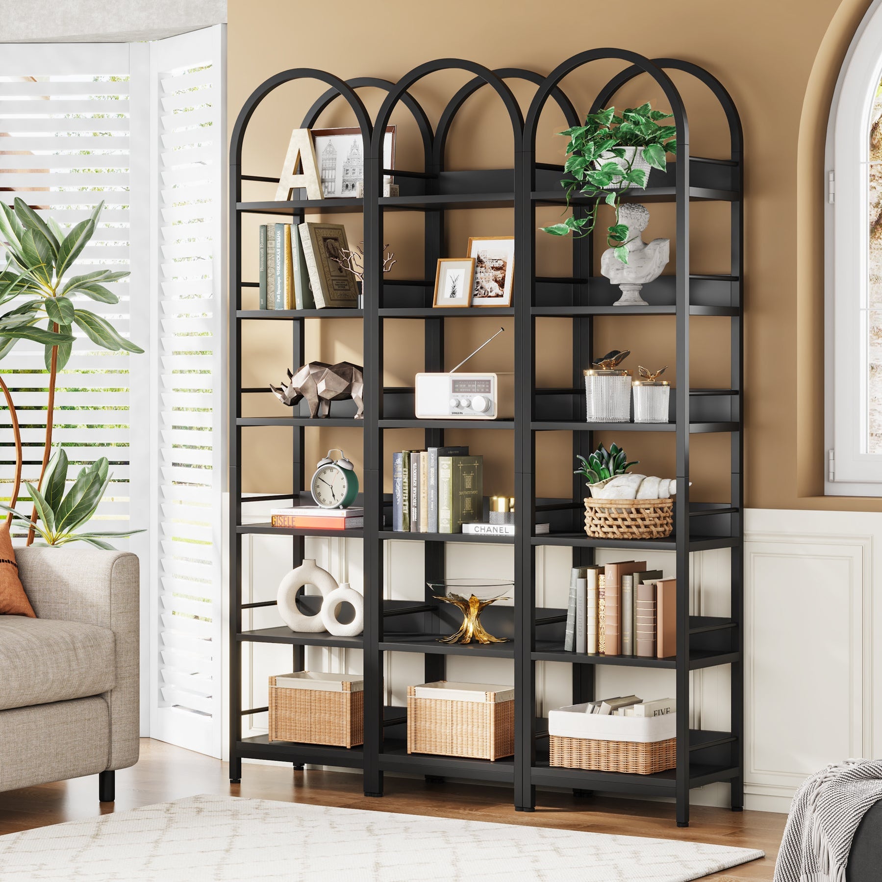 Tribesigns Bookshelf, 6-Tier Open Bookcase 78.7" Arched Display Shelf
