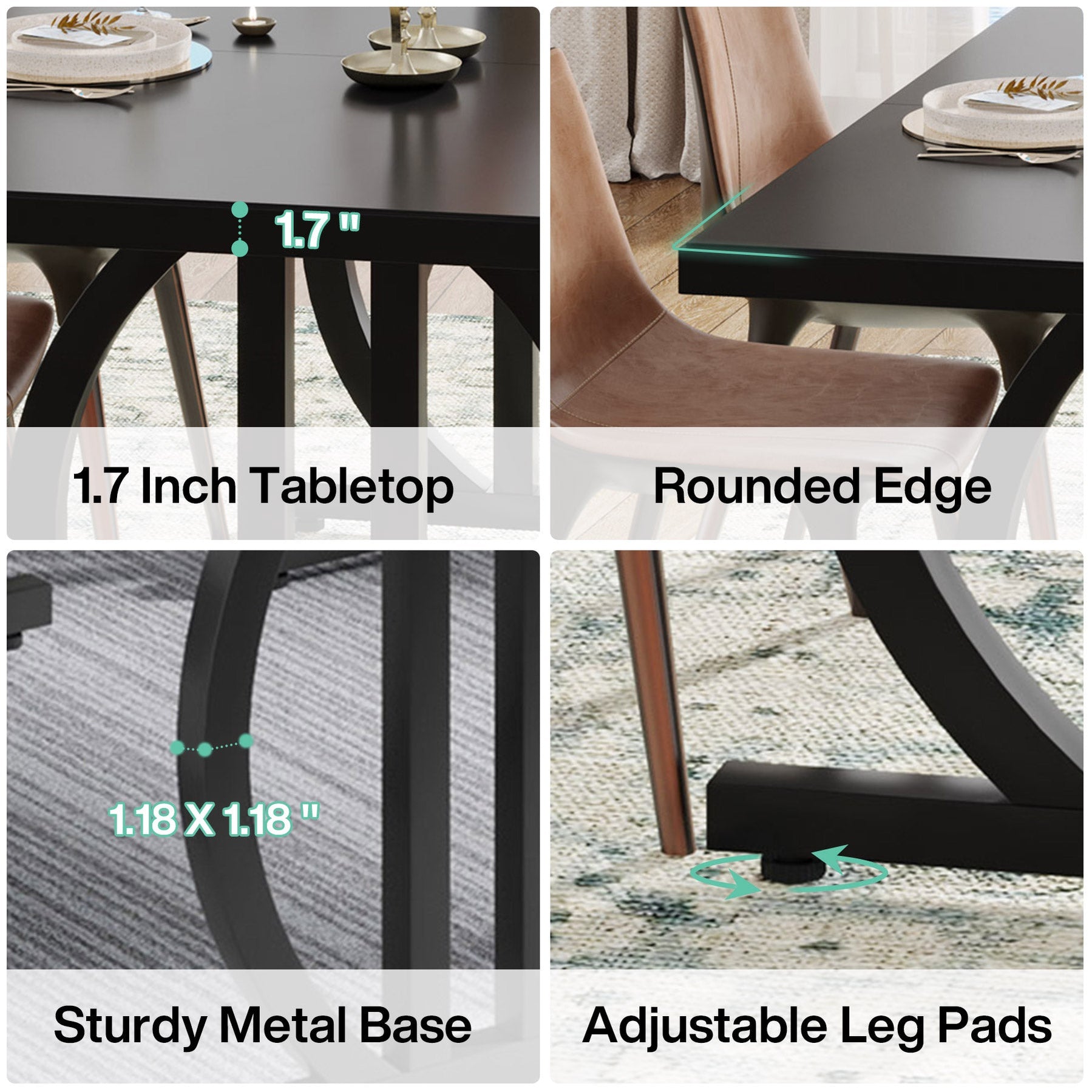 Tribesigns 63" Modern Executive Desk with Metal Geometric Base