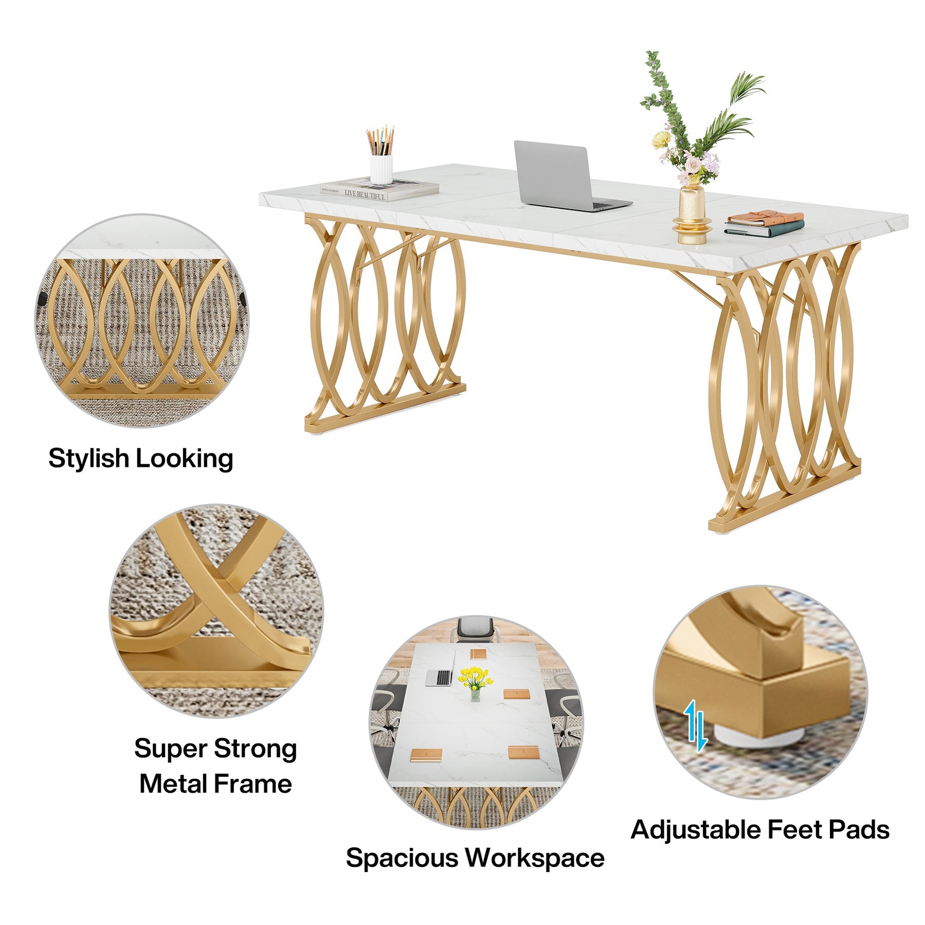 Tribesigns 63" Executive Desk, Modern Computer Desk Conference Table