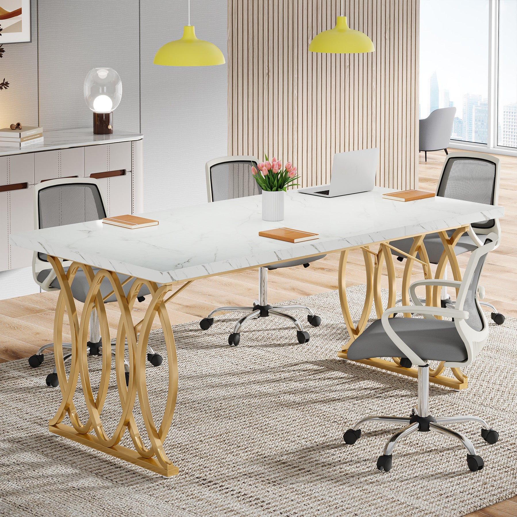 Tribesigns 63" Executive Desk, Modern Computer Desk Conference Table