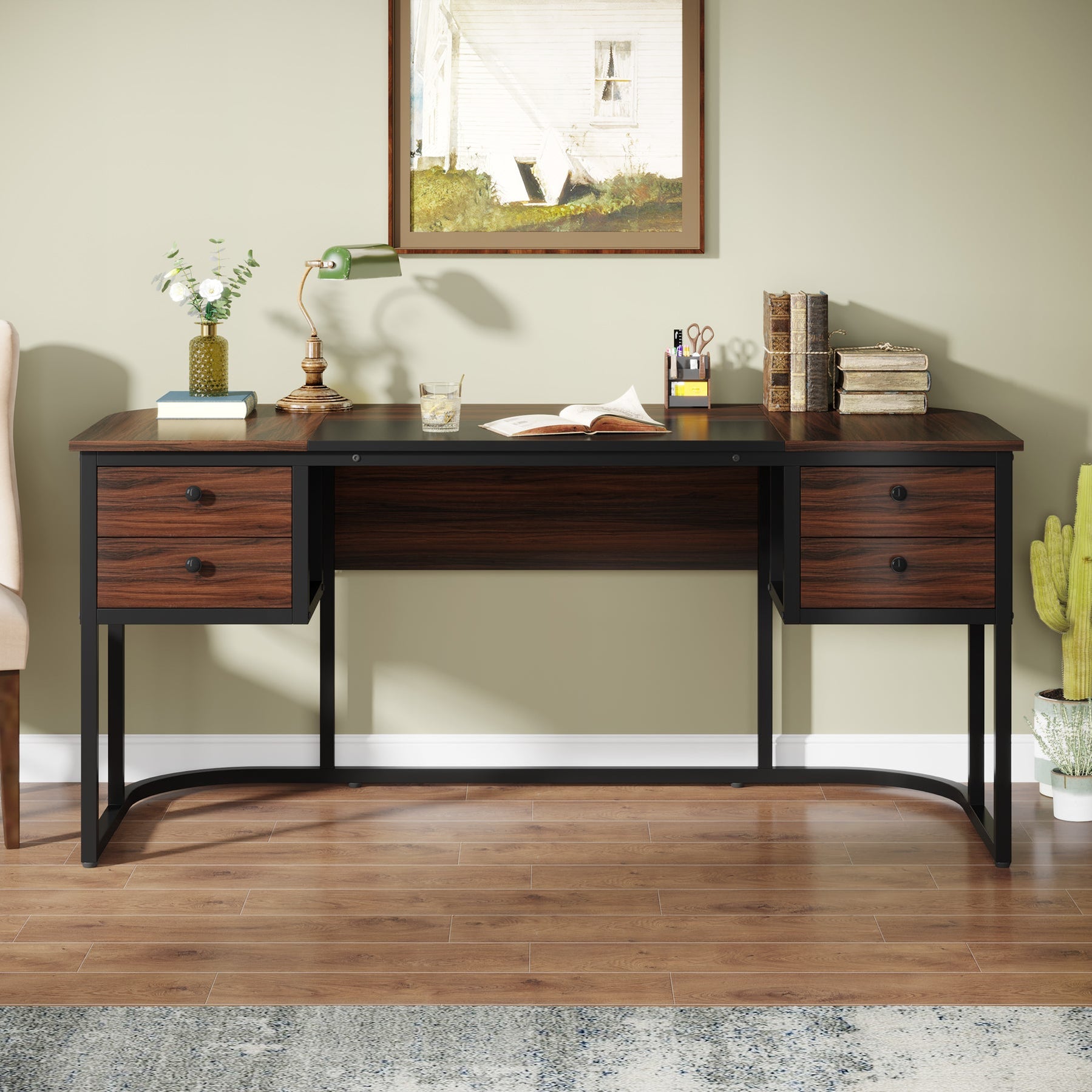 Tribesigns 63-Inch Computer Desk Executive Desk with 4 Drawers