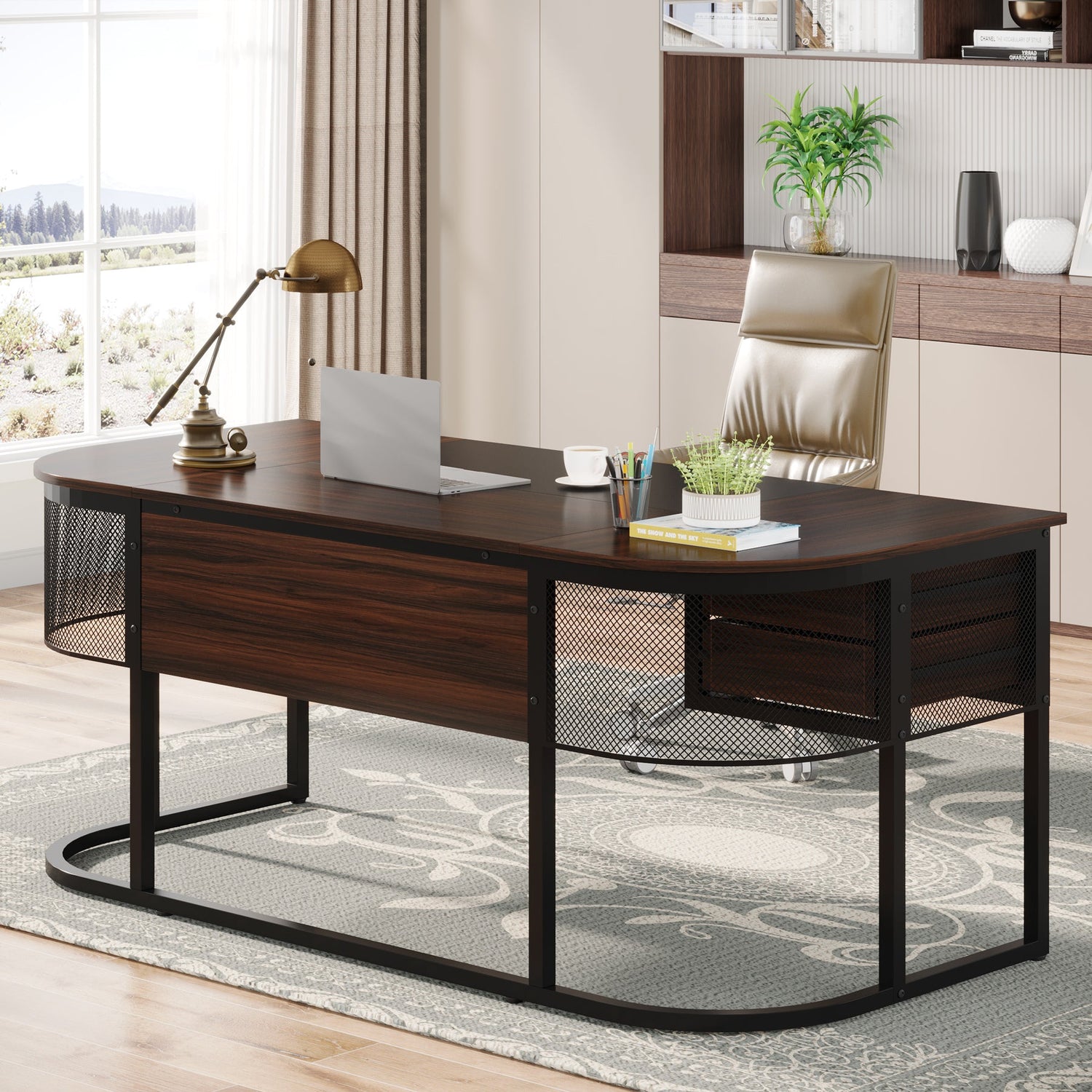 Tribesigns 63-Inch Computer Desk Executive Desk with 4 Drawers-Tribesigns