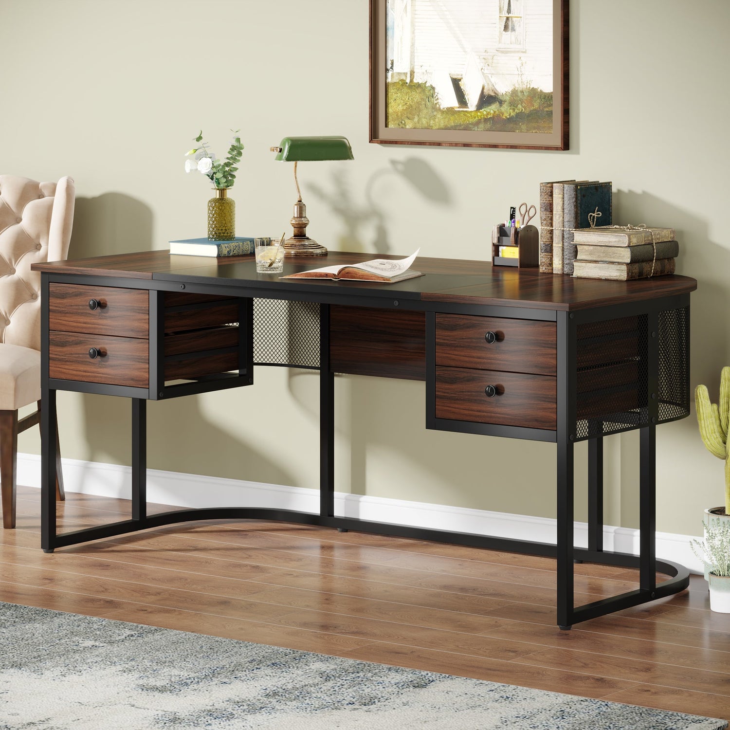 Tribesigns 63-Inch Computer Desk Executive Desk with 4 Drawers-Tribesigns