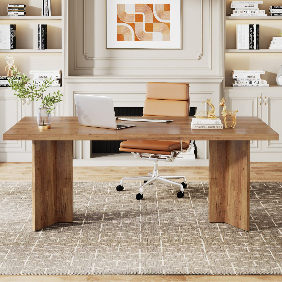 Tribesigns 63" Wood Executive Desk Computer Desk with Large Tabletop ...