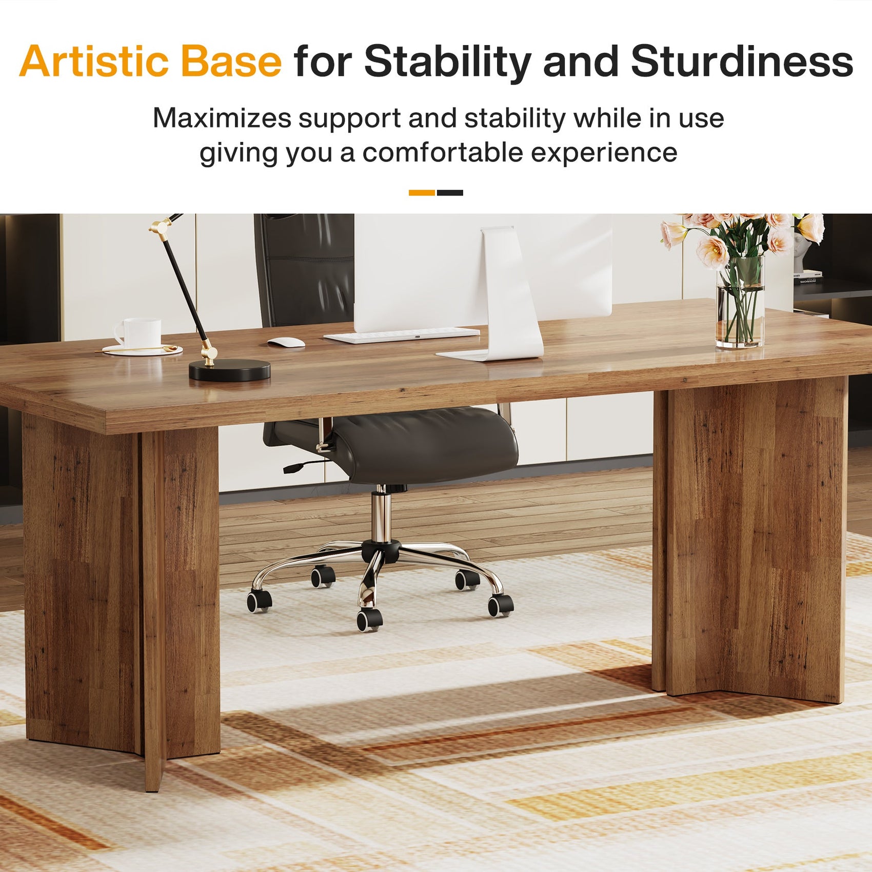 Tribesigns 63" Wood Executive Desk Computer Desk with Large Tabletop ...