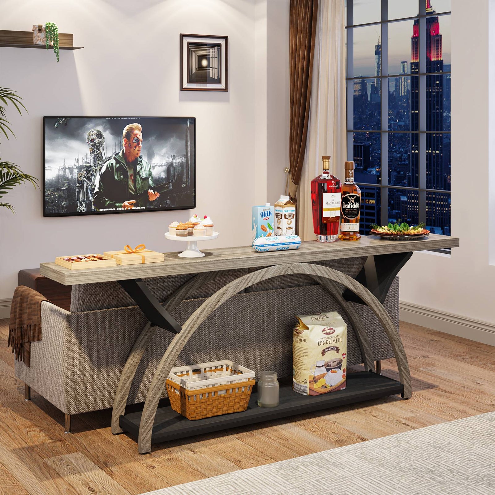 Tribesigns Console Table, 2-Tier Entryway Table with Half Moon Frame ...