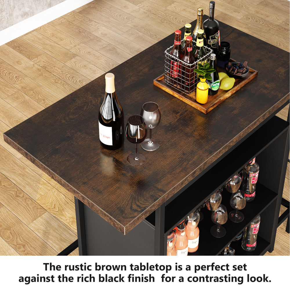 Tribesigns Home Bar Unit, 3-Tier Liquor Bar Table with Glasses Holder ...