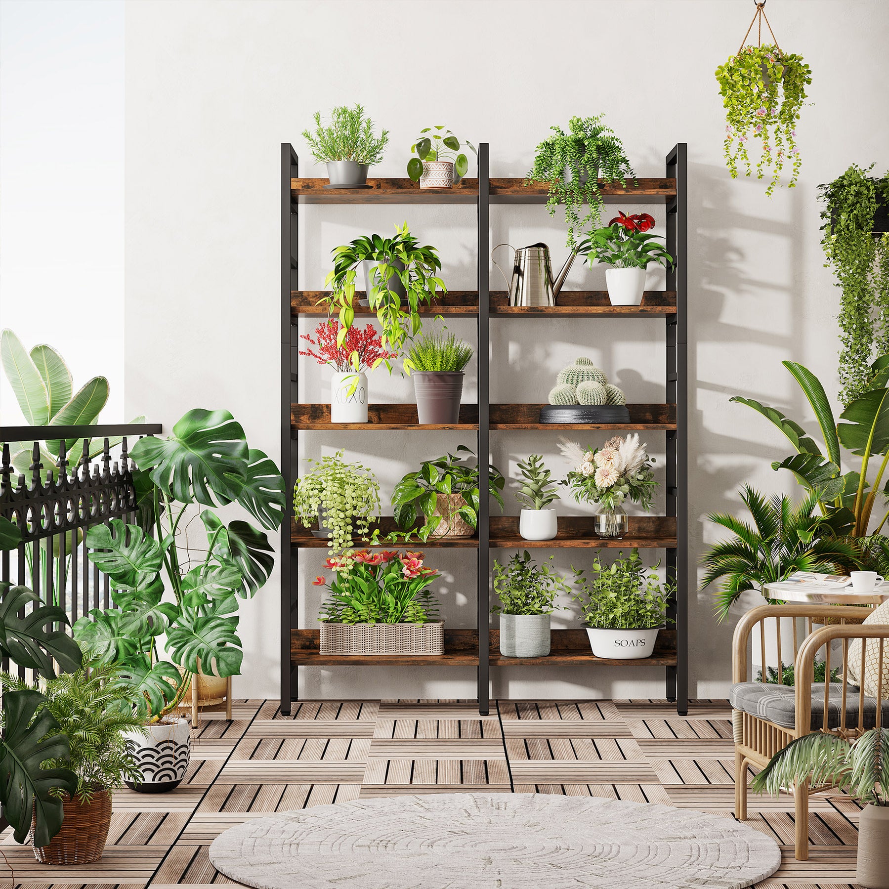 Tribesigns Bookshelf, Double Wide 5-Tier Bookcase Storage Shelves Unit