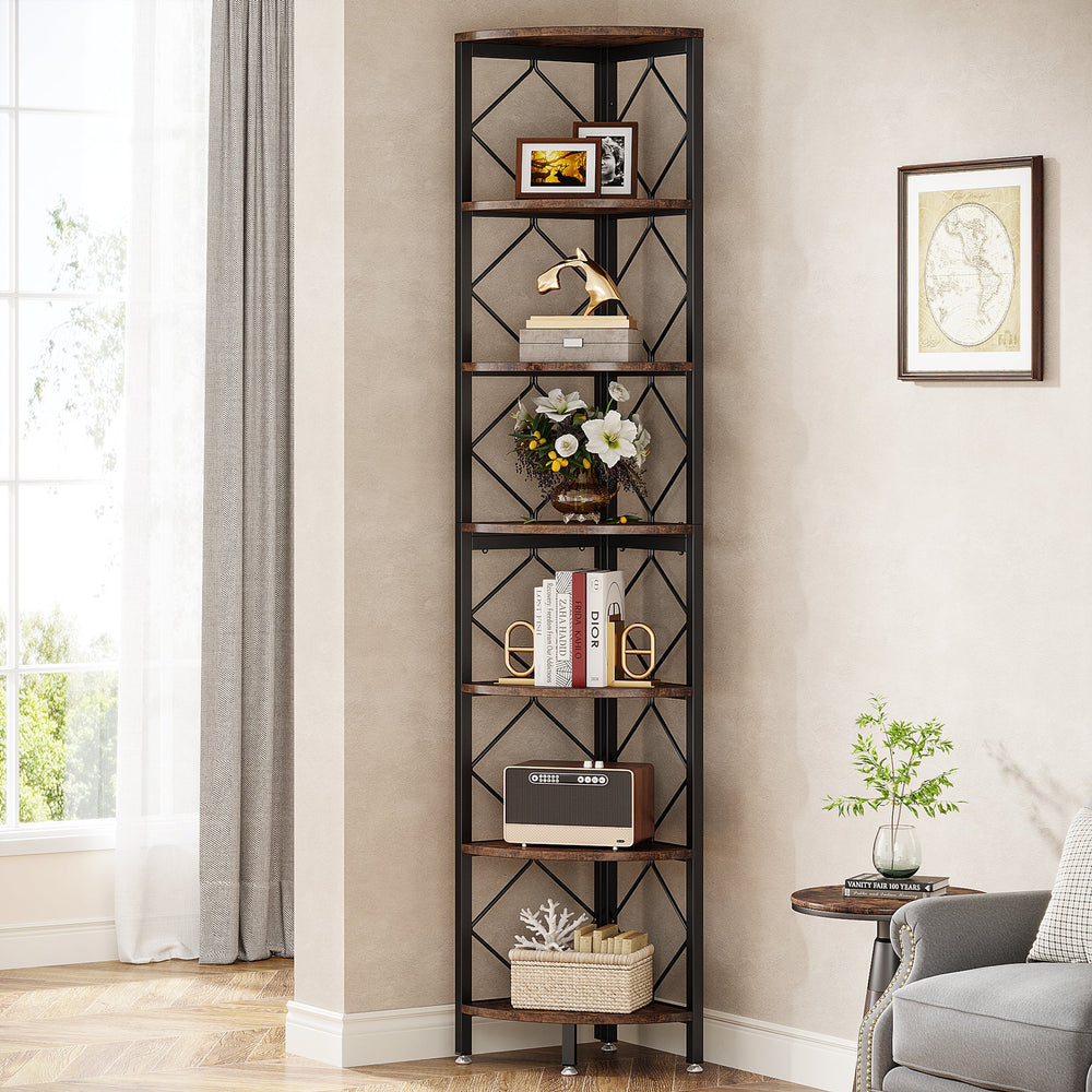 Tribesigns 7-Tier Corner Shelf 78.7” Corner Bookcase-Tribesigns