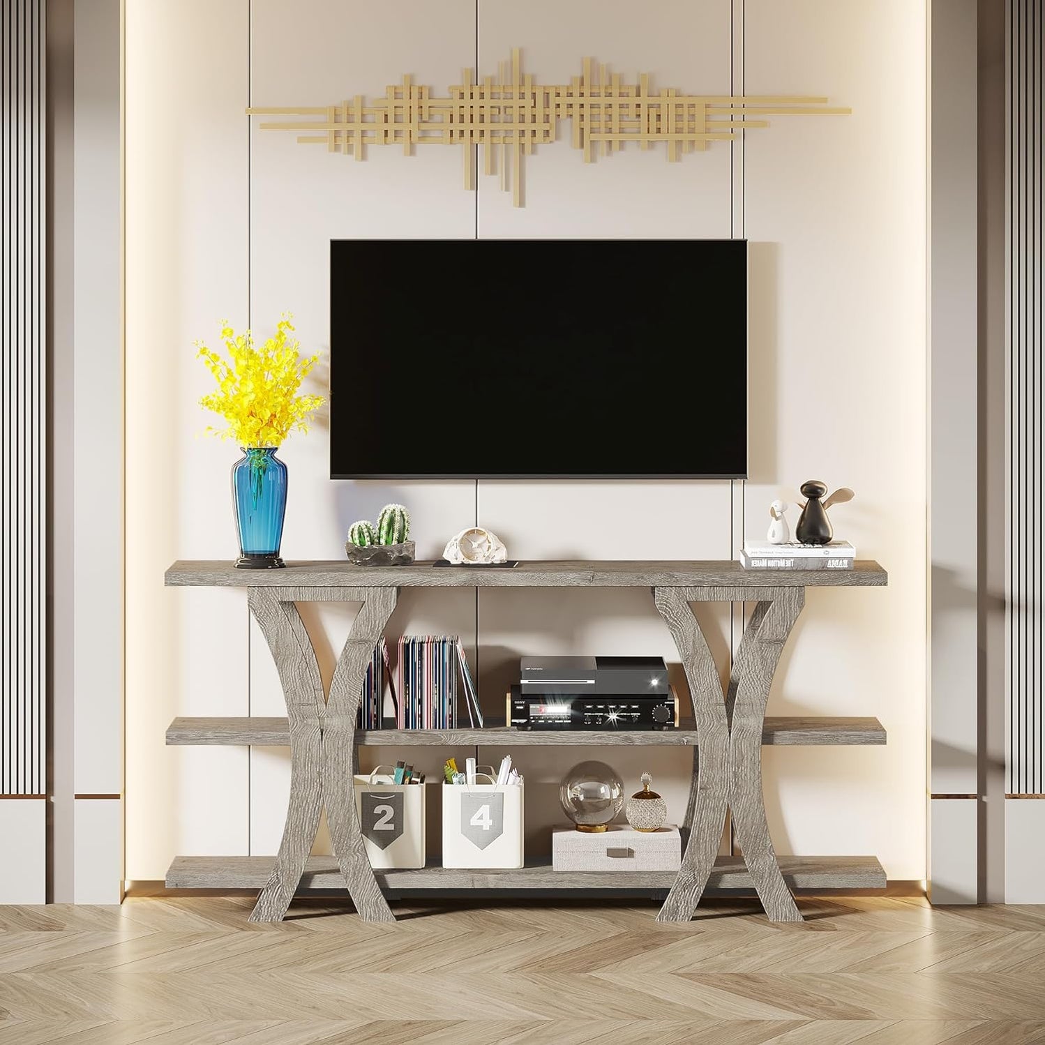 Tribesigns Console Table, 70.8" Entry Sofa Table with 3-Tier Shelves