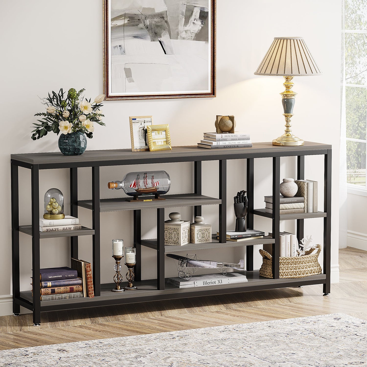 Tribesigns Console Table, 70.9" Entryway Sofa Table with 9 Shelves ...