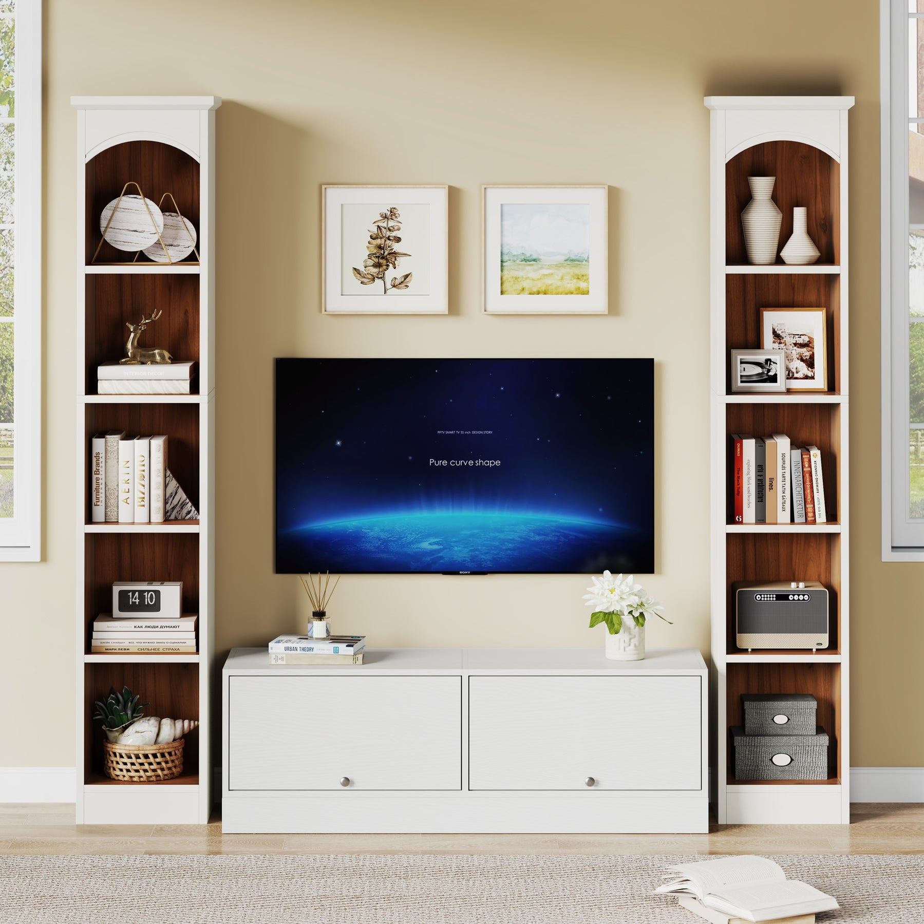 Tribesigns 70.9" Narrow Bookcase, 5-Tier Cube Bookshelf with Storage