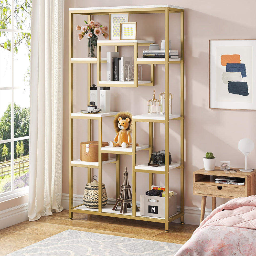 Tribesigns 71" Tall Bookshelf, 11-Tier Geometric Cubed Bookcase-Tribesigns