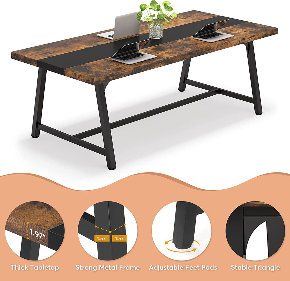 8 Person Dining Table, 70.87" Rectangular Kitchen Table-Tribesigns