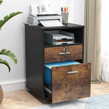 Tribesigns File Cabinet, 2-Drawer Mobile Printer Stand with Lock