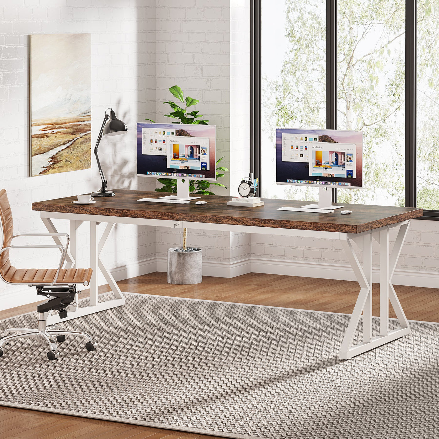 Tribesigns 78.7" Executive Desk, Large Computer Desk Two Person Desk ...