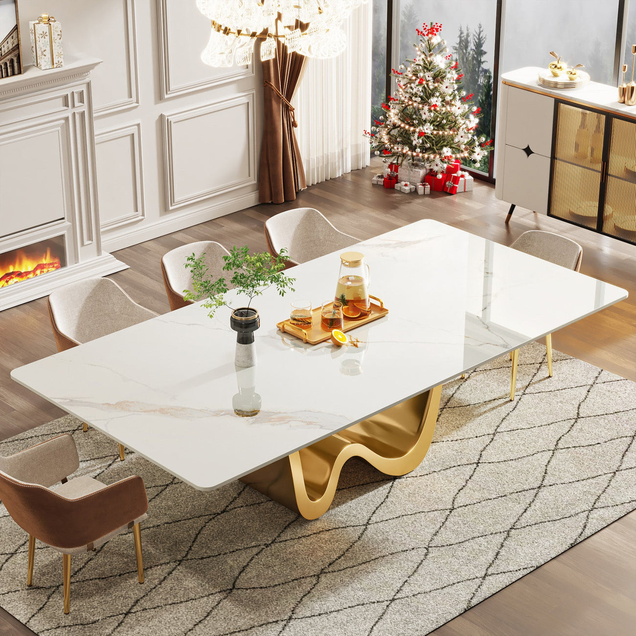 Tribesigns 79" Rectangle Sintered Stone Dining Table for 8 Seaters ...
