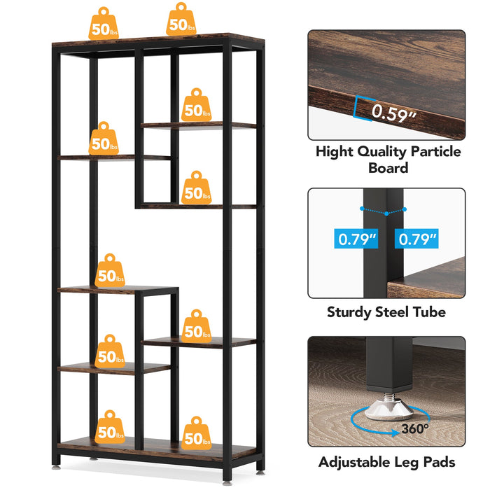 Tribesigns 8-shelf Bookshelf, 69.2" Open Bookcase Storage Display Rack ...
