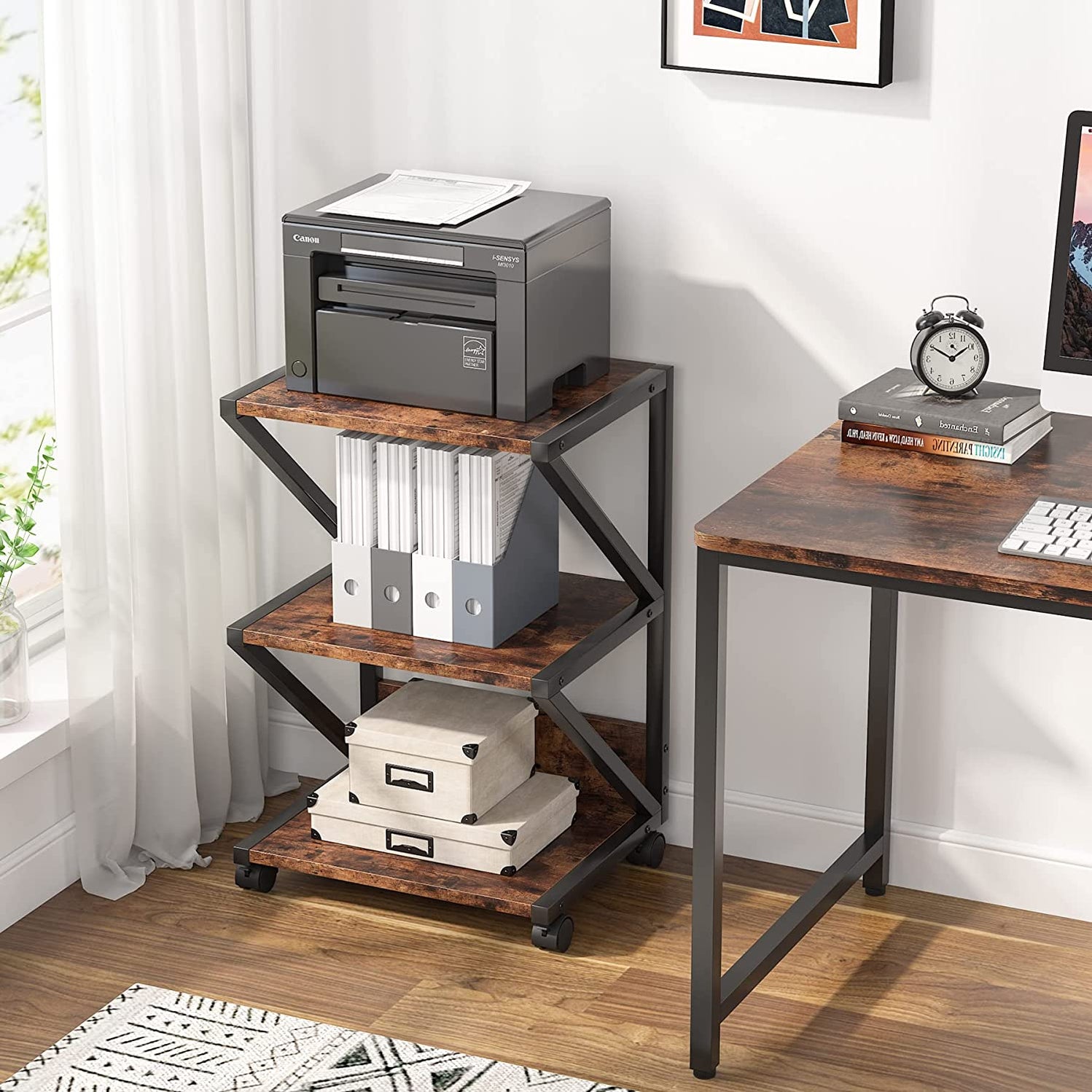 Tribesigns Printer Stand, 3-Tier Rolling Printer Cart Storage Shelf