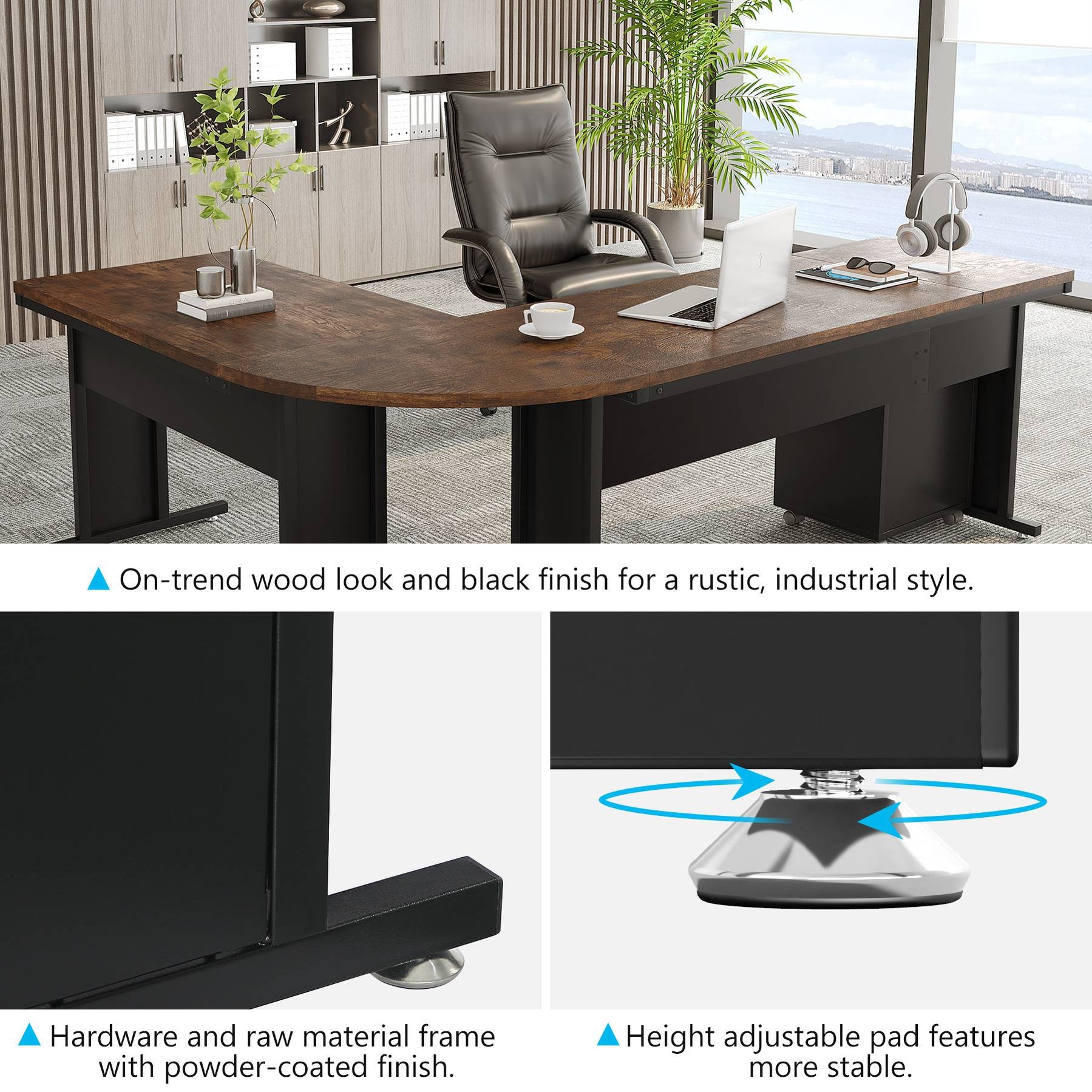 Tribesigns L-Shaped Desk, 83" Corner Executive Desk with File Cabinet