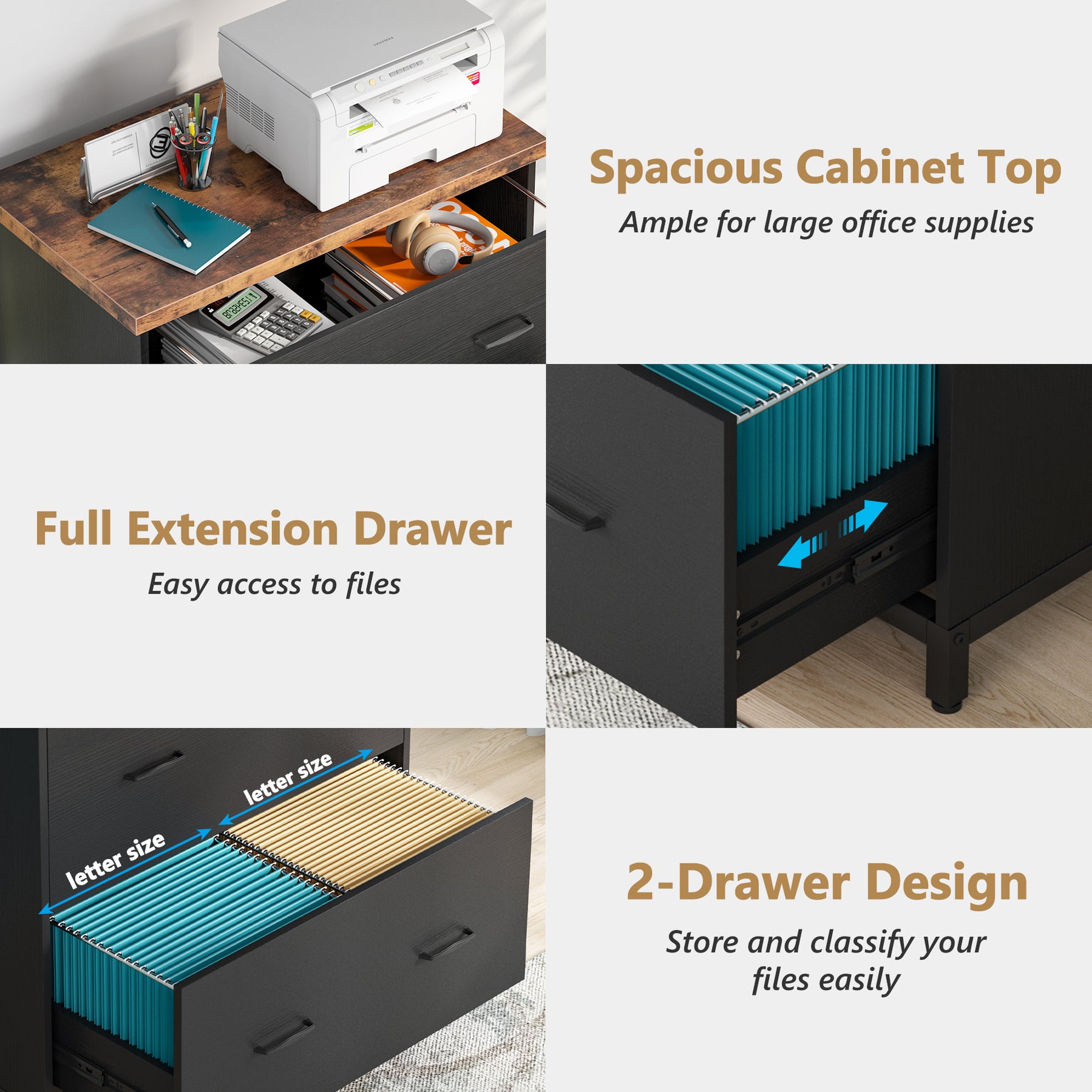 Tribesigns File Cabinet, Lateral Filling Cabinet with 2 Large Drawers