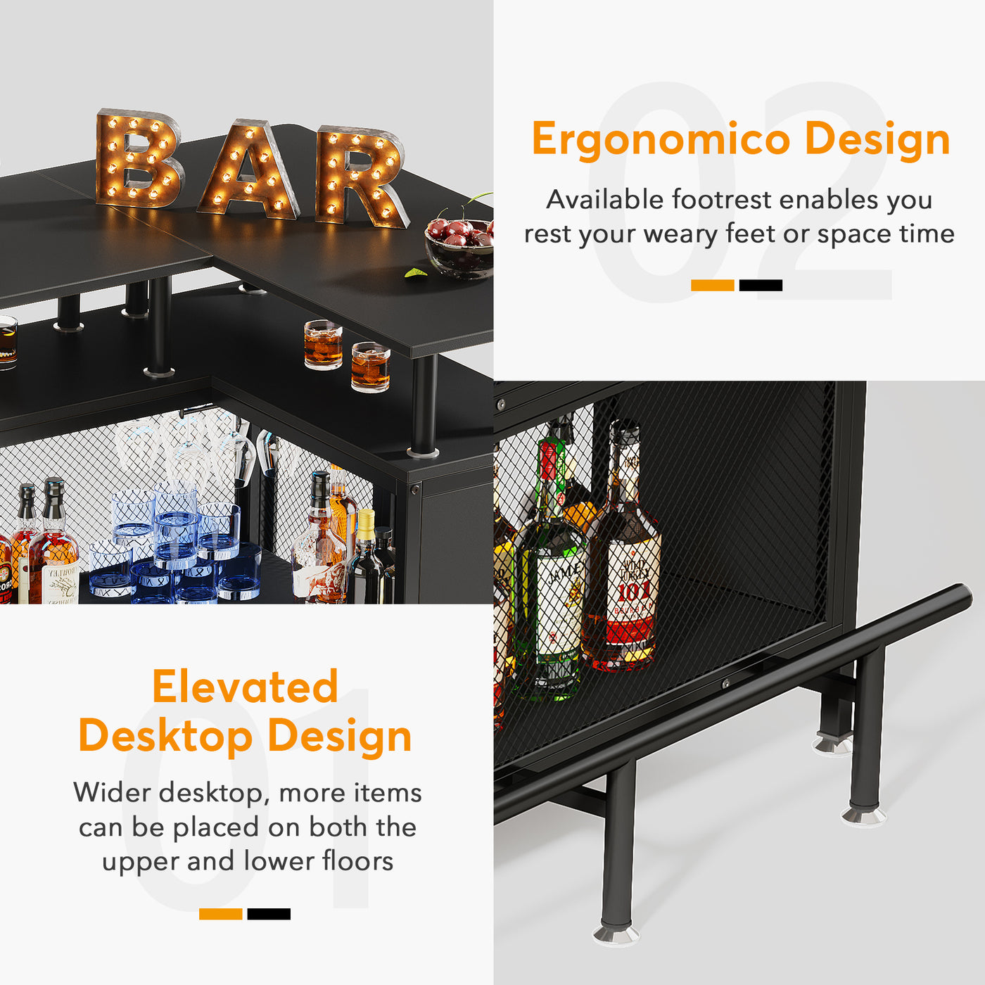 Tribesigns L-Shaped Home Bar Unit with Glasses Holders & Shelves