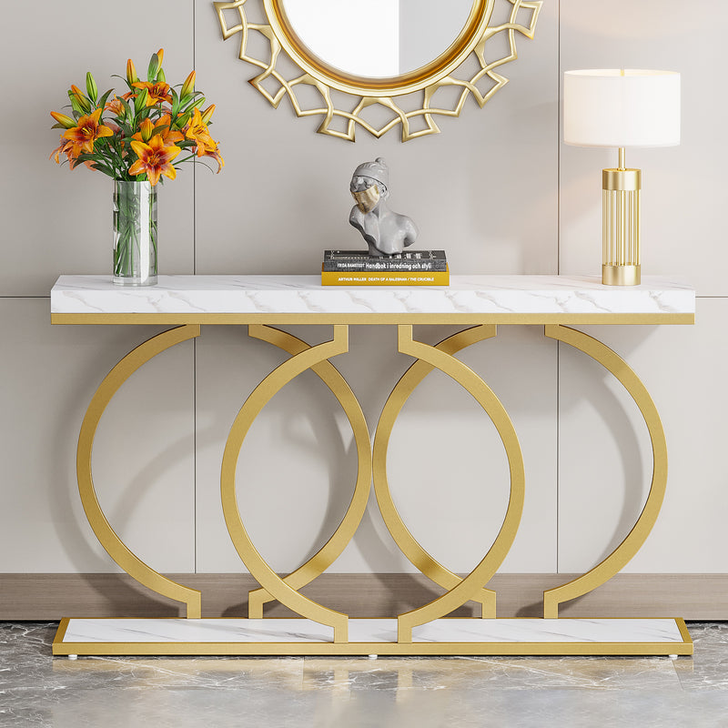 Tribesigns Console Table, 55 inch Faux Marble Entryway Sofa Table ...