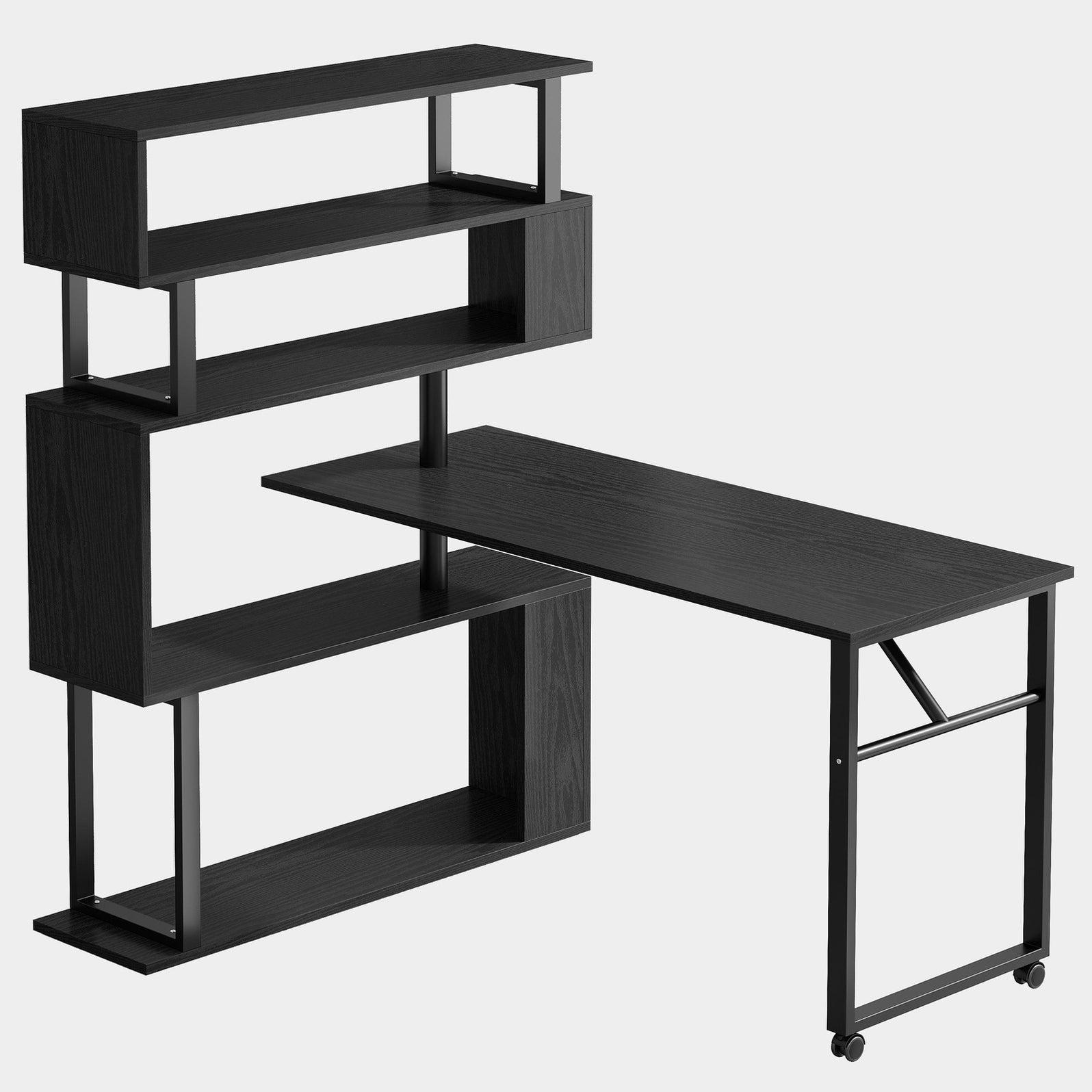 Tribesigns 47'' Rotating Computer Desk with 5-Tier Bookshelves