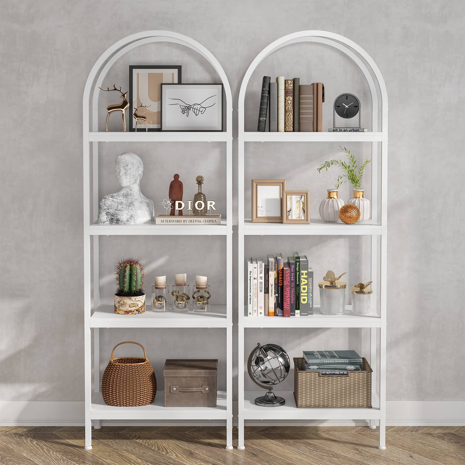 Tribesigns 4-Tier / 5-Tier Arched Bookshelf Bookcase