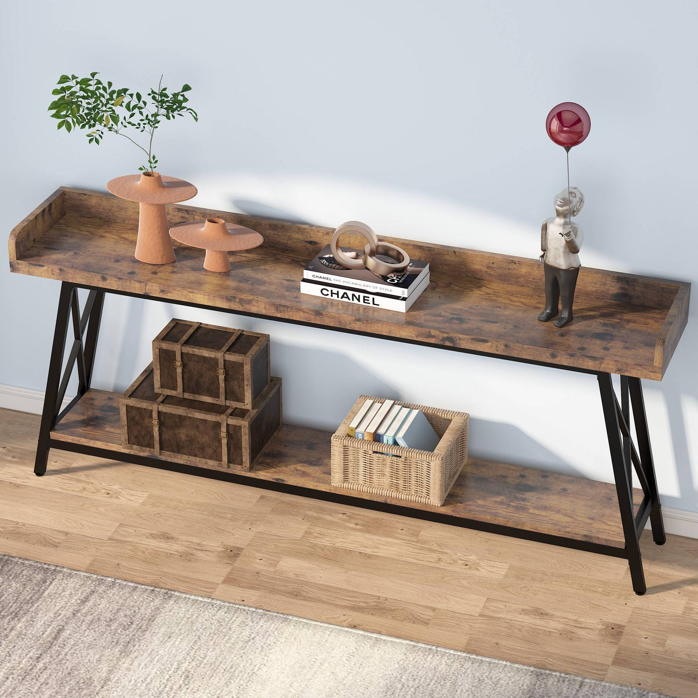 Tribesigns Rustic Console Table, 2-Tier Narrow Long Sofa Table-Tribesigns