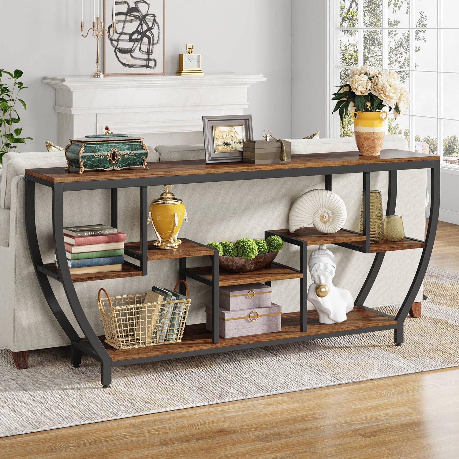 Tribesigns Console Table, 70.9" Entryway Sofa Table with Shelves-Tribesigns