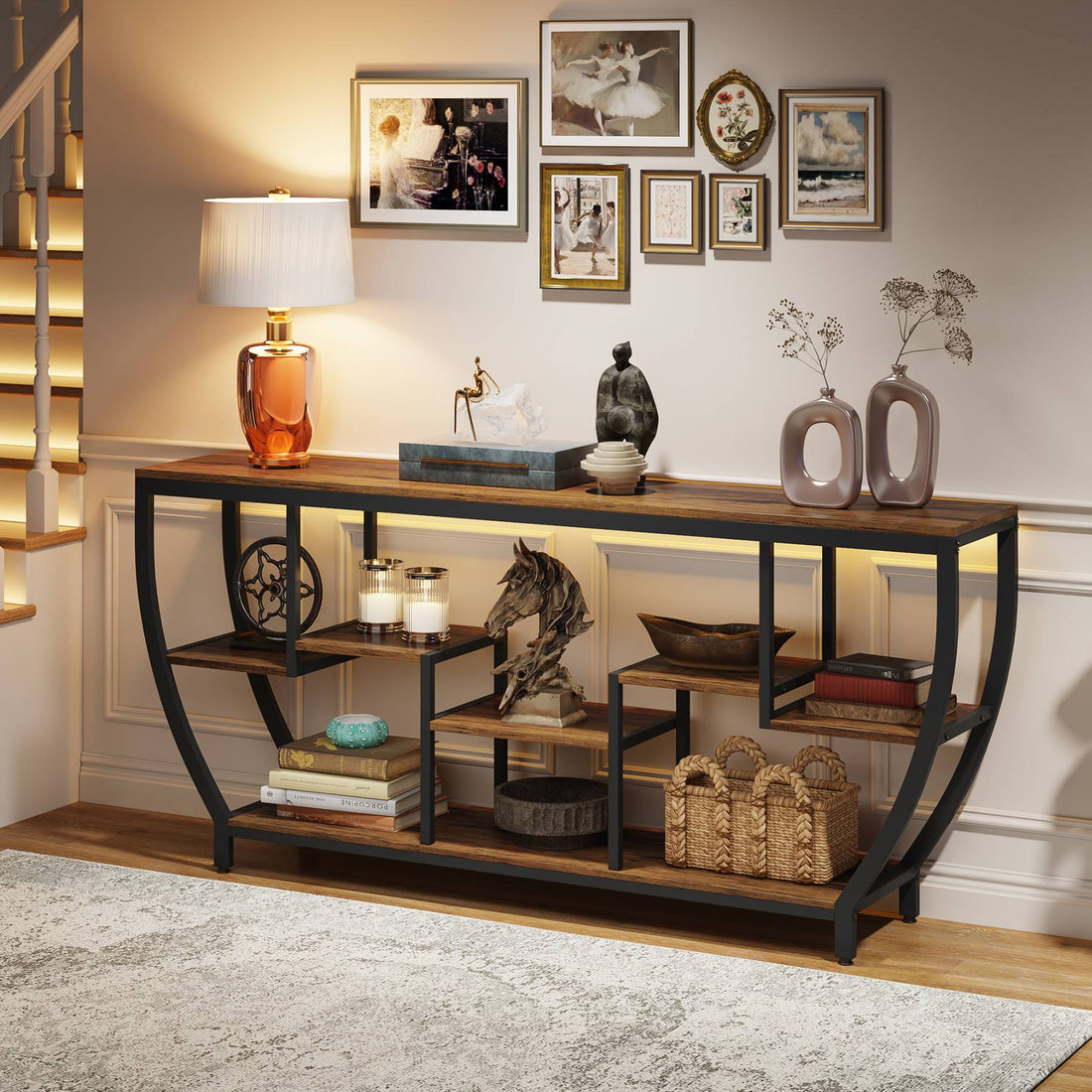 Tribesigns Console Table, 70.9" Entryway Sofa Table with Shelves-Tribesigns