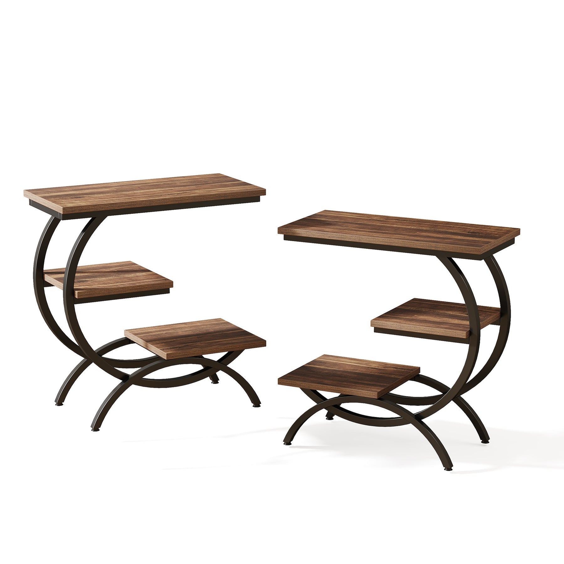 Tribesigns C-Shaped End Table, Industrial 3-Tier Side Table