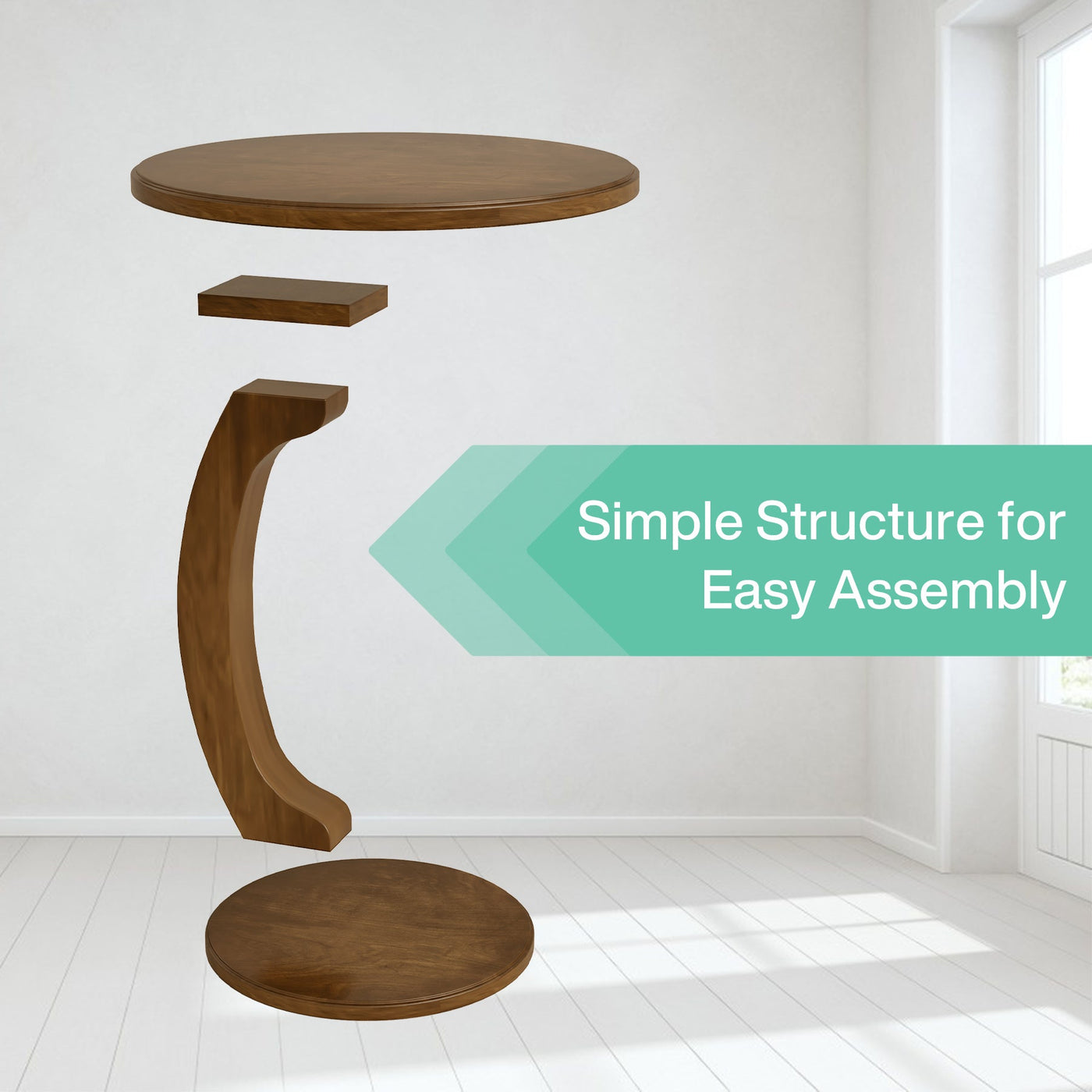 Tribesigns C-Shaped End Table, Round Wood Side Table for Living Room