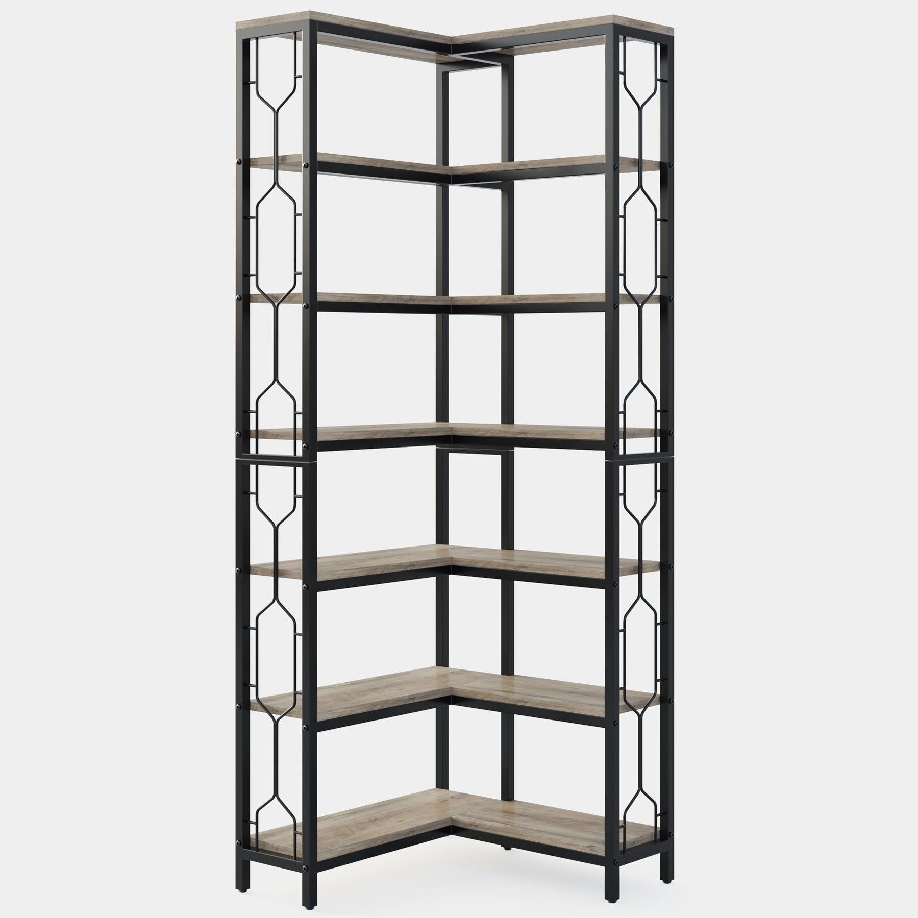 Tribesigns Corner Bookshelf, 7-Tier Industrial Corner Etagere Bookcase
