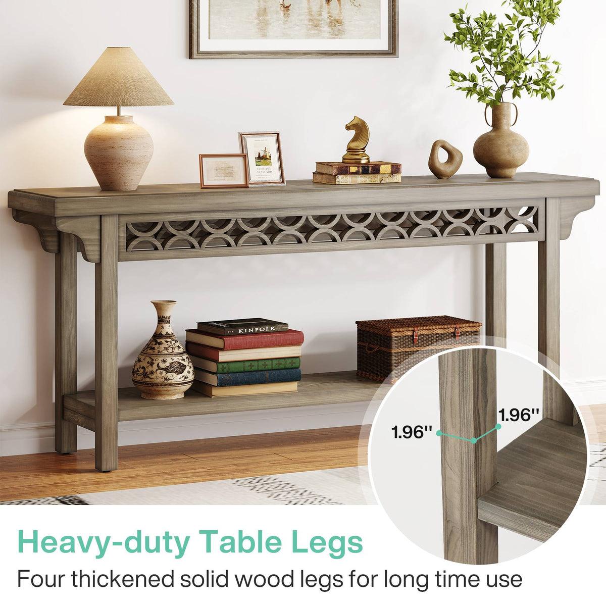Tribesigns Farmhouse Console Table, 70.8" Wood Sofa Table with Storage ...