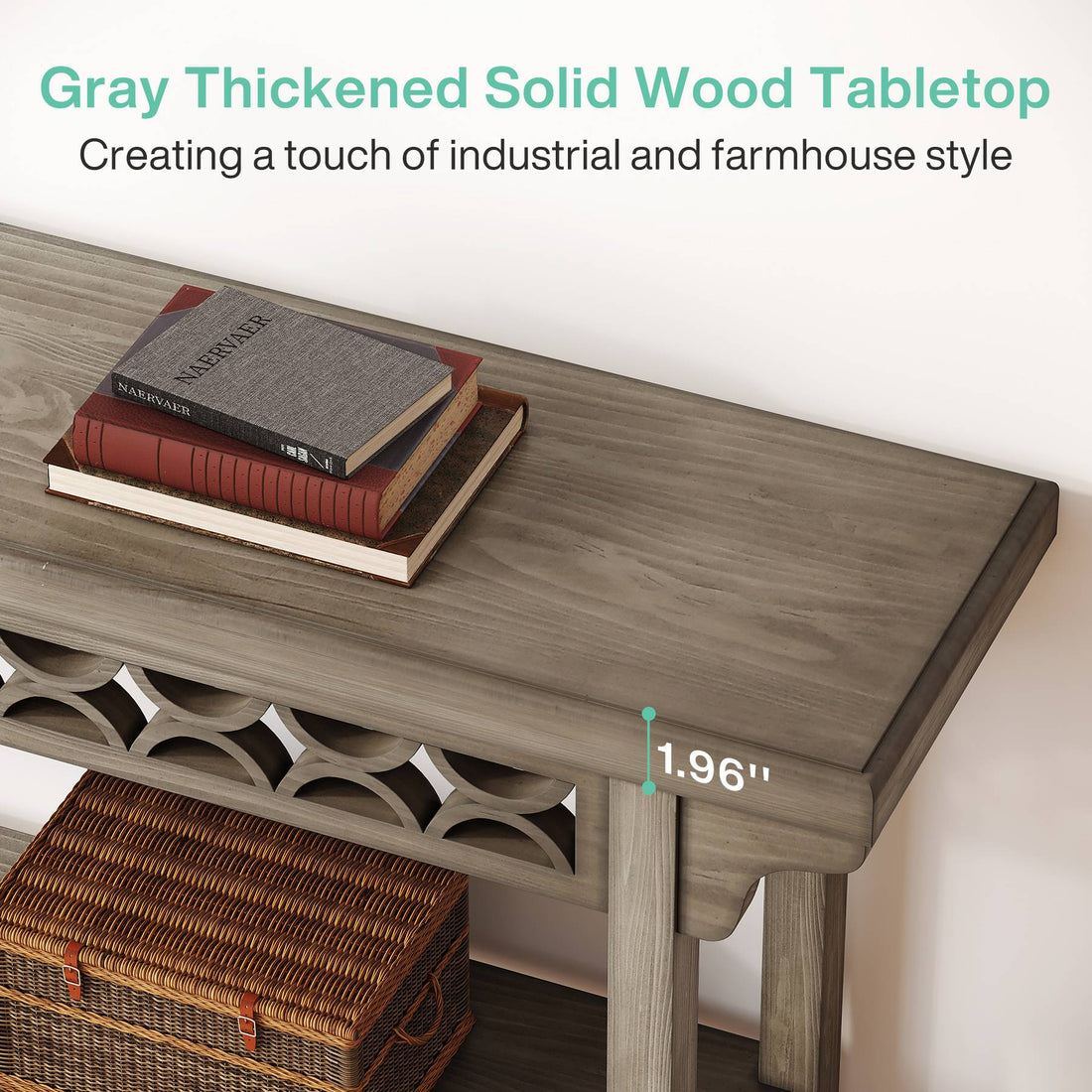 70.8" Farmhouse Sofa Table, Skinny Console Table with Storage-Tribesigns