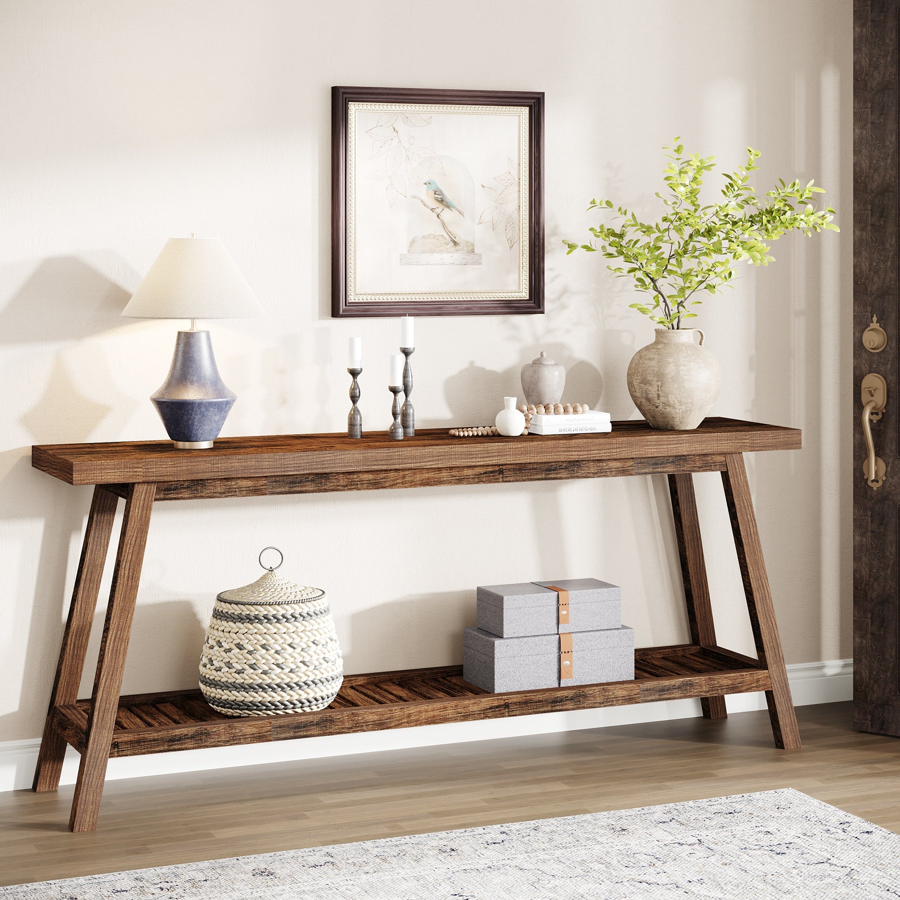 Tribesigns 2-Tier Console Table, 70.9" Farmhouse Entryway Sofa Table