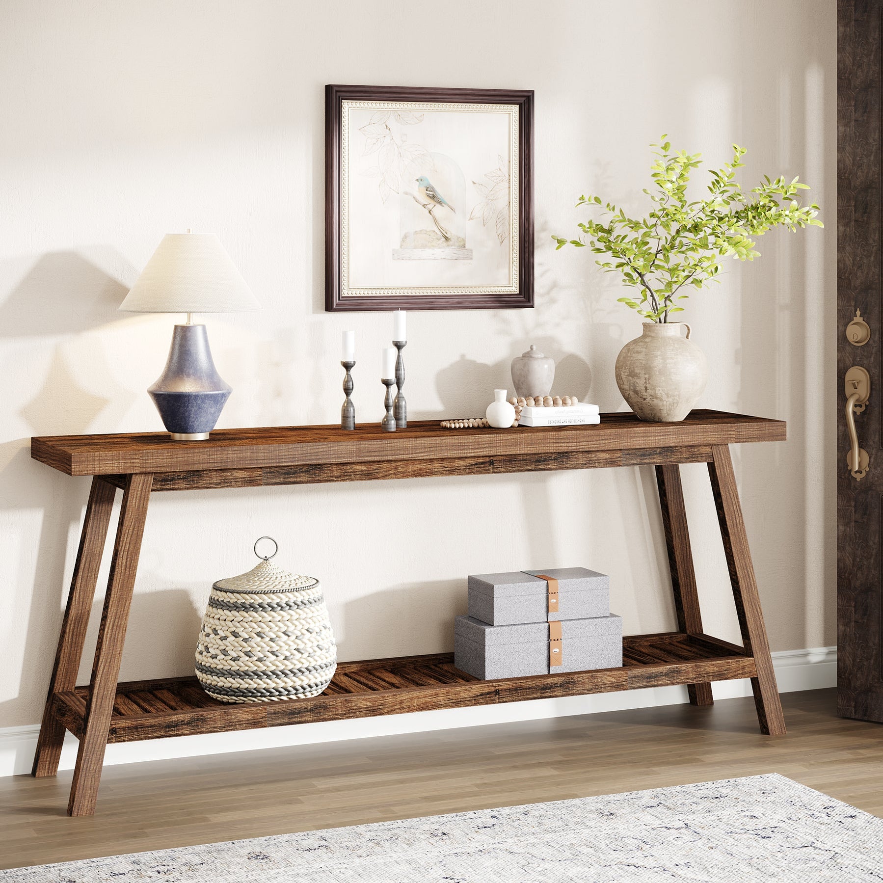 Tribesigns 2-Tier Console Table, 70.9" Farmhouse Entryway Sofa Table